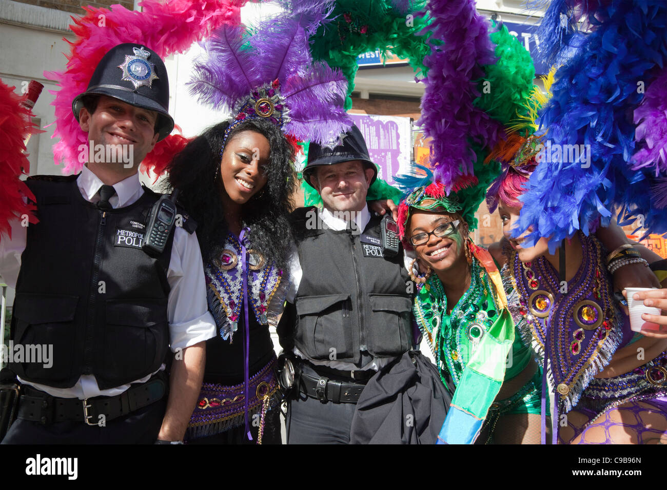 Notting Hill Carnival, Children's Day, police officers with carnival ...