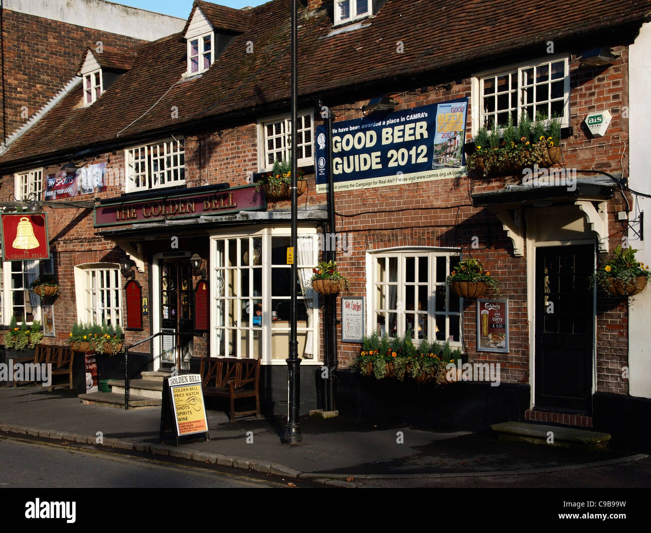 An exterior photograph of the traditional-looking Golden Bell pub in ...