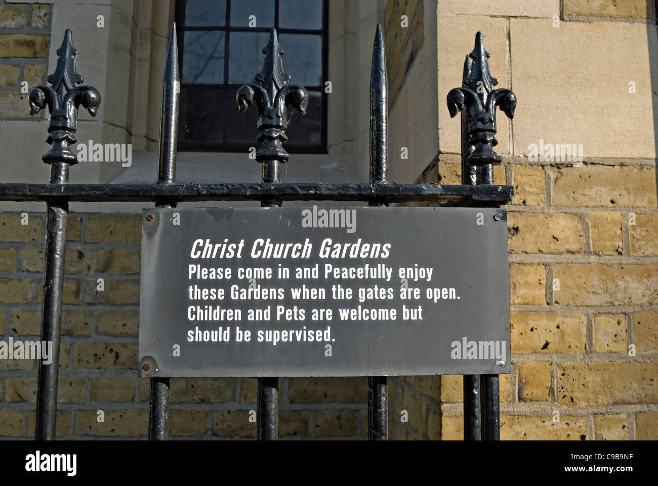sign for christ church gardens, part of christ church, chelsea, london ...