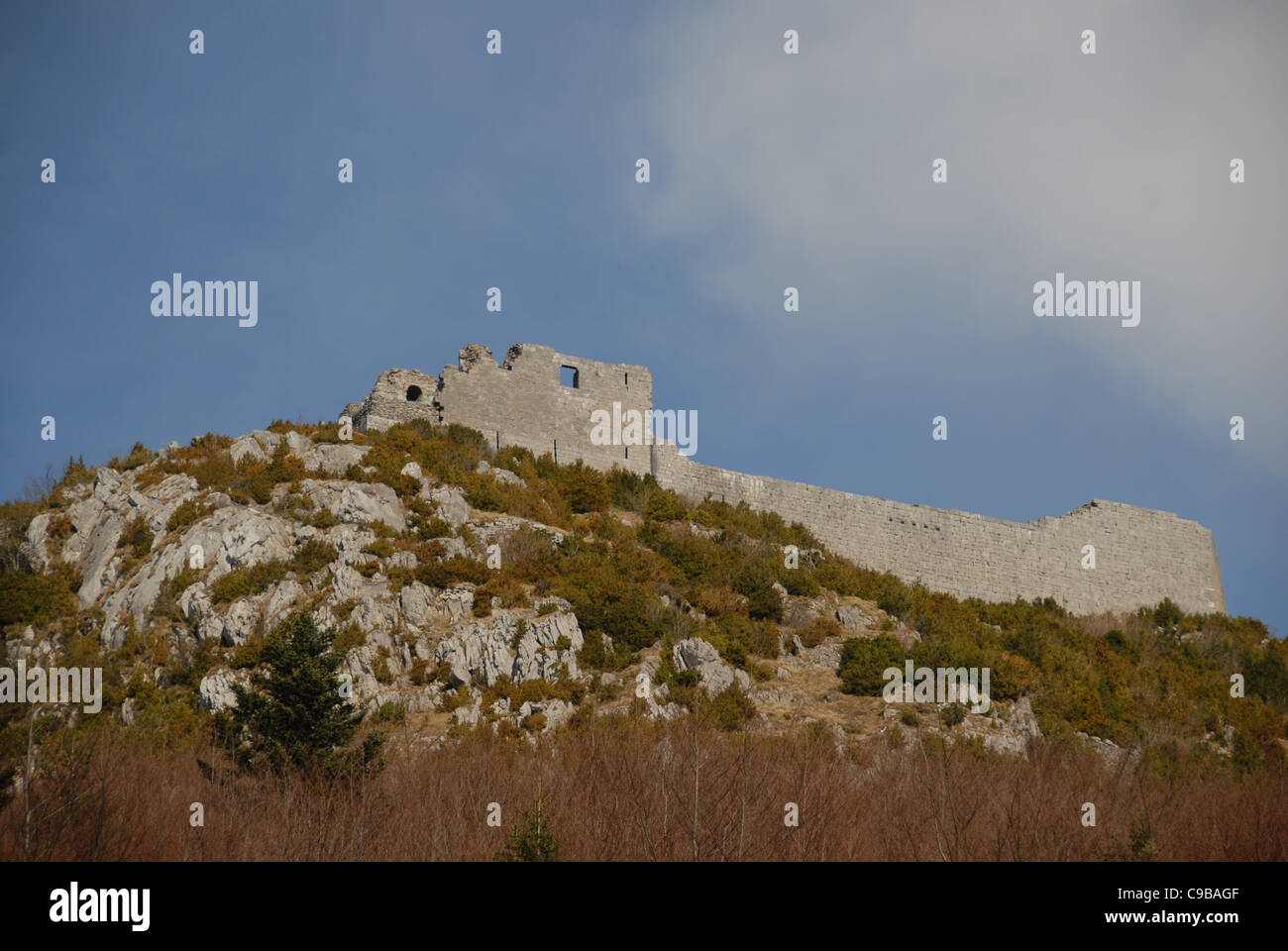 Château de Montségur, the last stronghold of the Cathars, sits on top ...