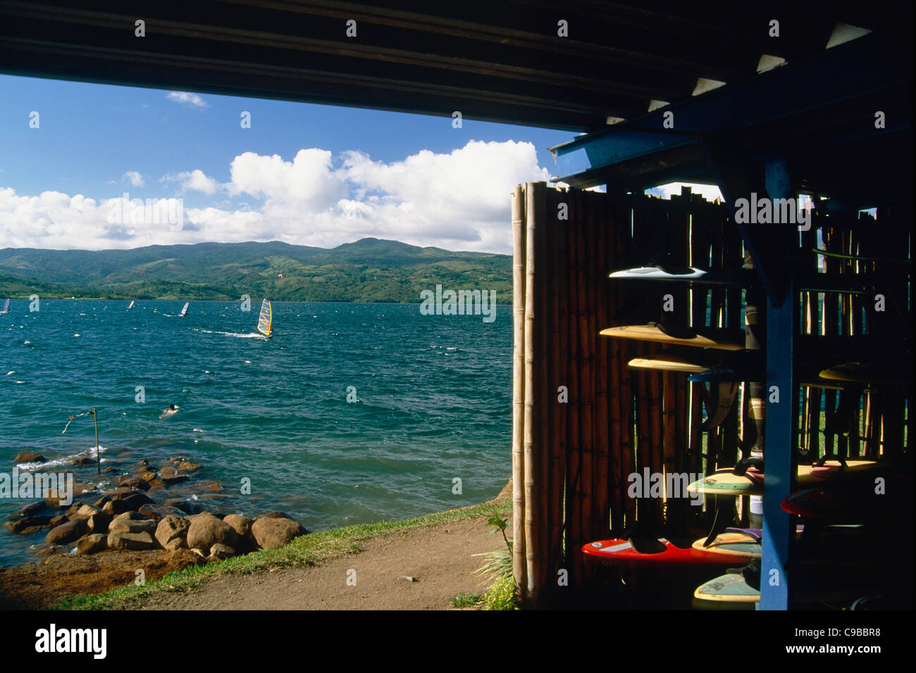 View of the Lake Arenal from a Windsurf Storage, Costa Rica Stock Photo ...