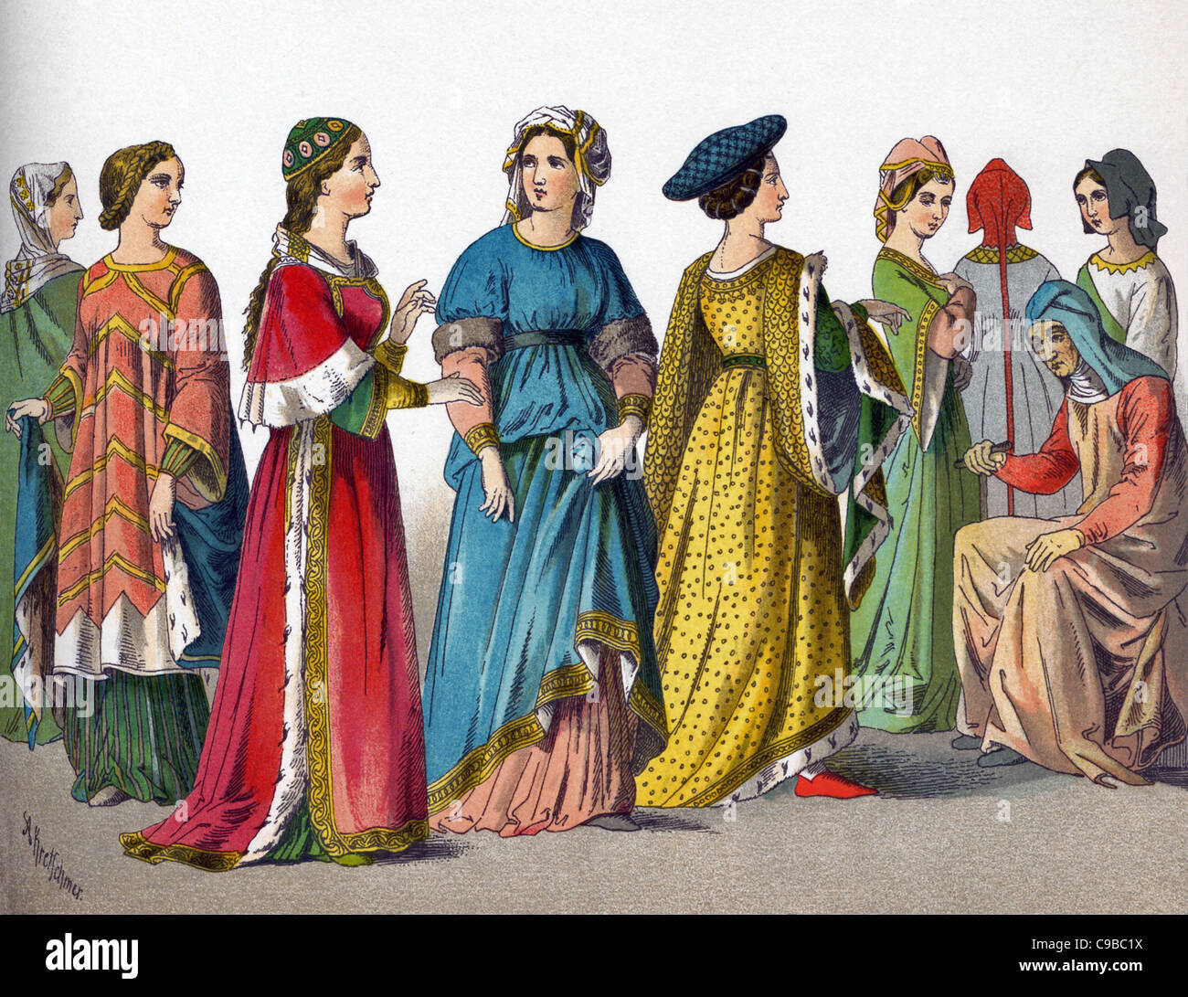 Italian women represent, from left to right: woman of rank, Laura, four ...