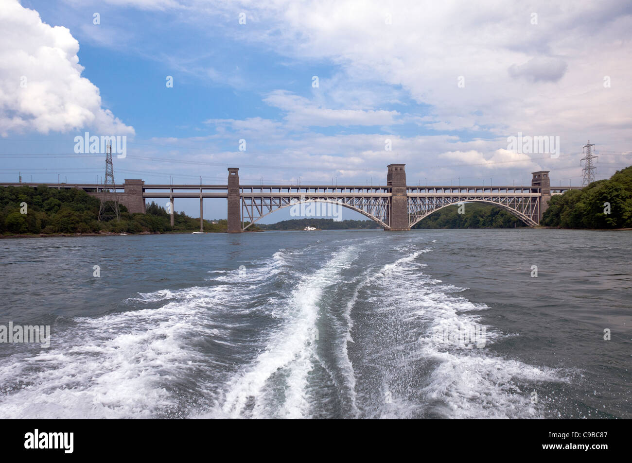 Britannia Bridge menai strait Anglesey north wales uk Stock Photo - Alamy