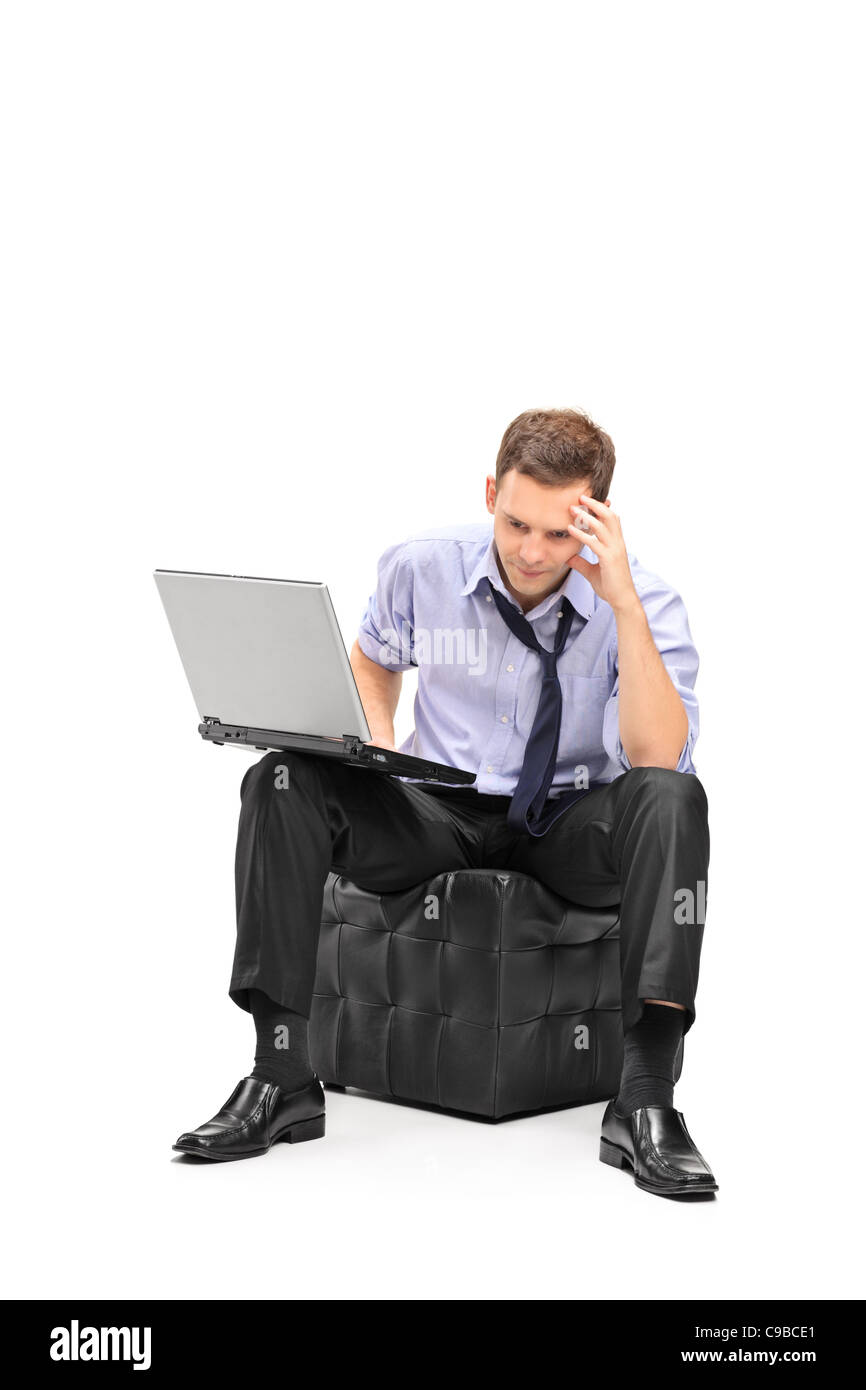 Headache businessman laptop stress Cut Out Stock Images & Pictures - Alamy