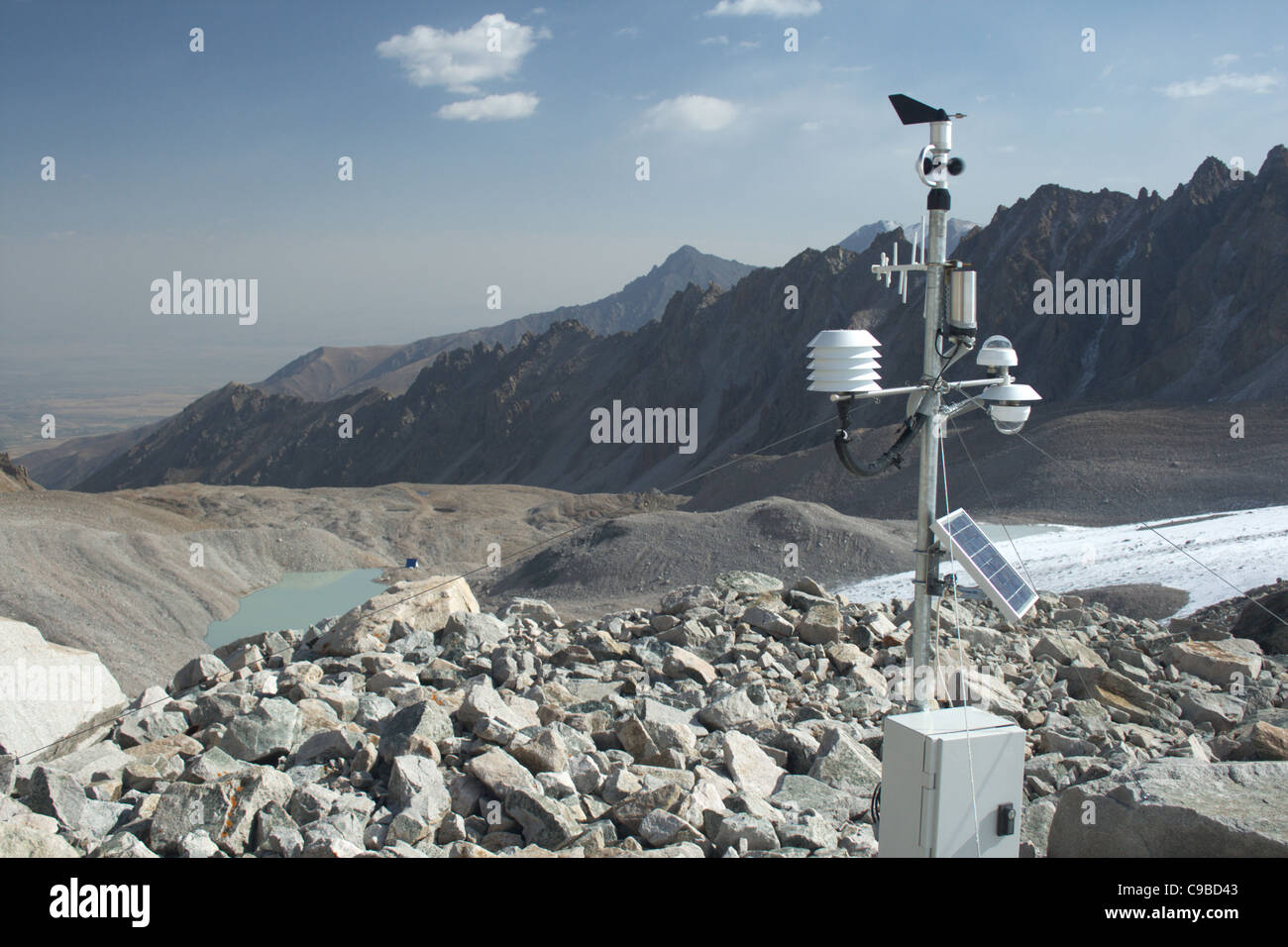 Weather station on the glacier Adygine, Kyrgyz range, Tien-Shan ...