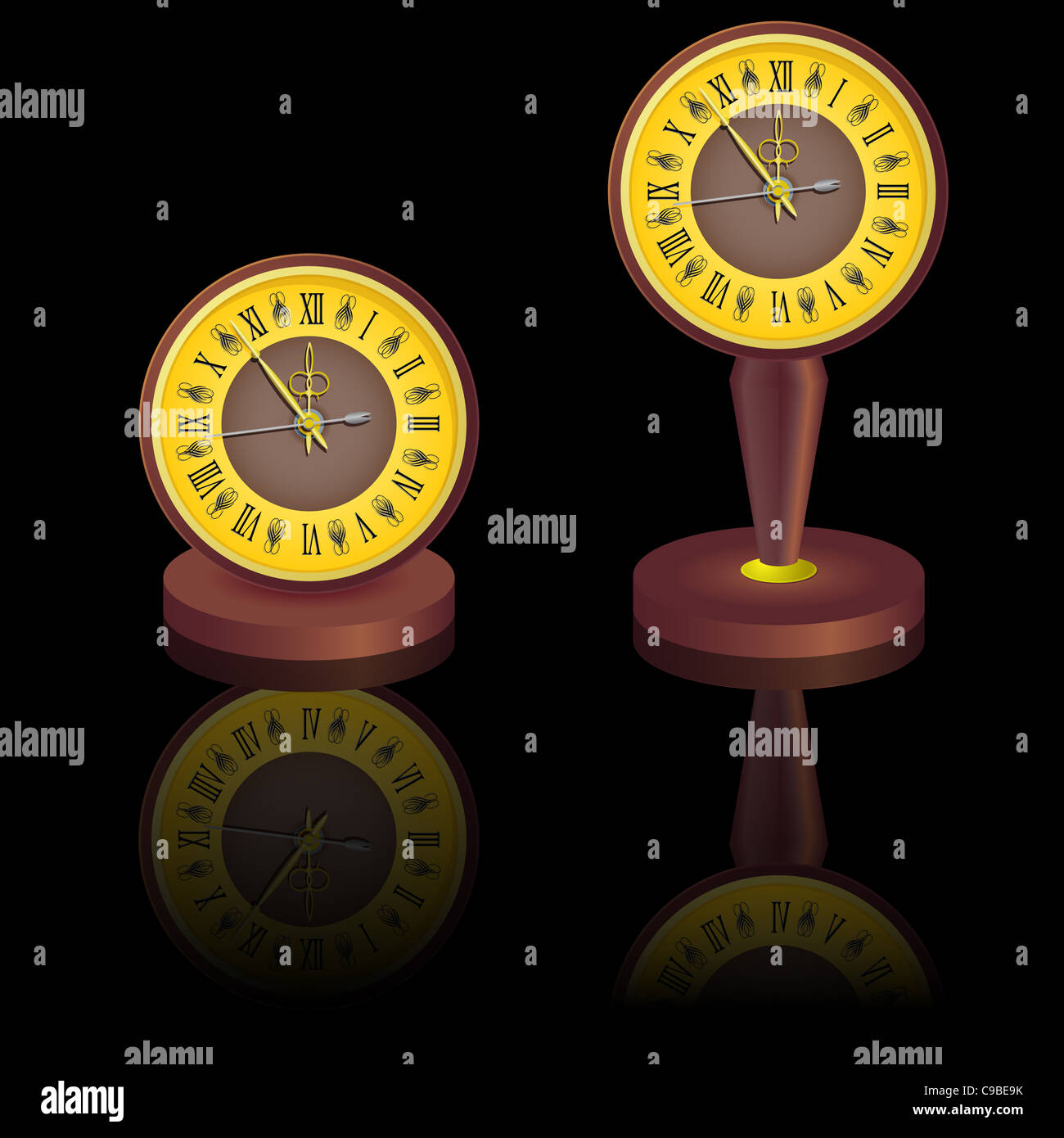 The vintage clock shortly before midnight. vector Stock Photo - Alamy