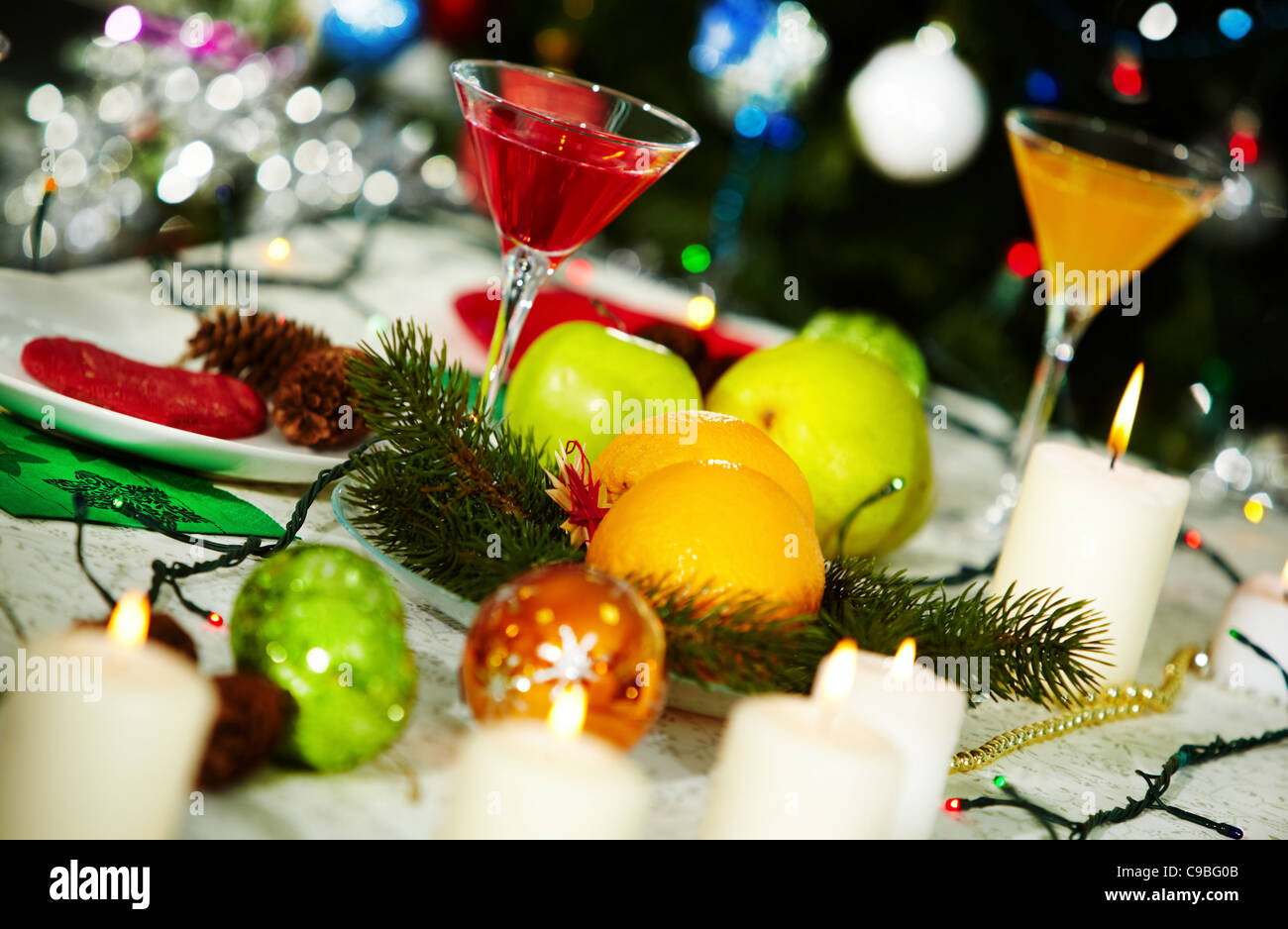 Table burning candles prepared hi-res stock photography and images - Alamy