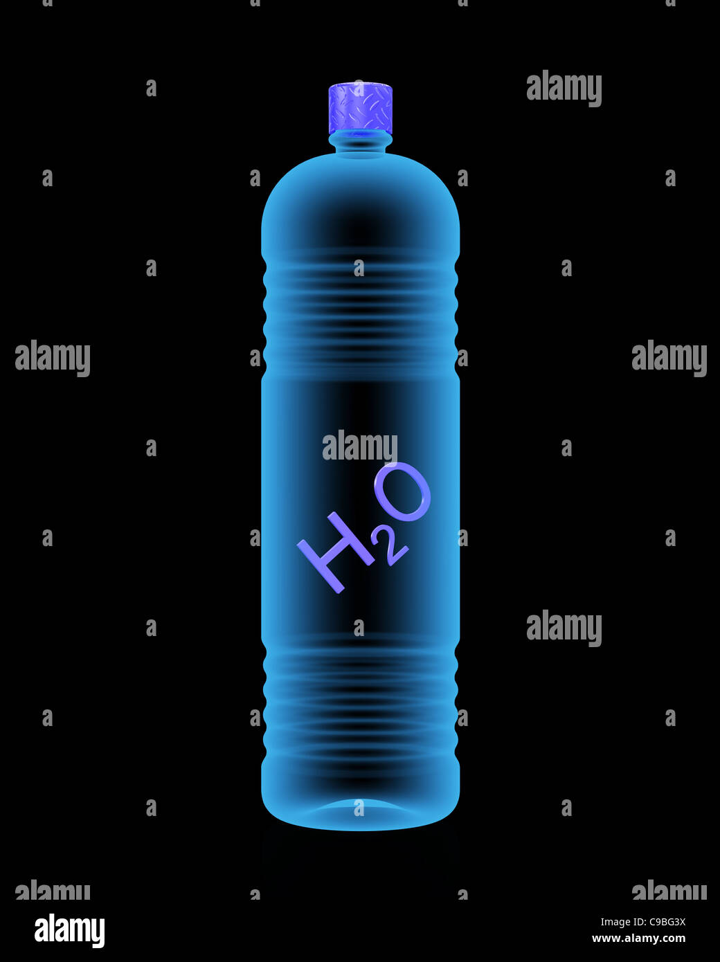 drinking water in plastic bottles and the chemical formula H2O Stock ...