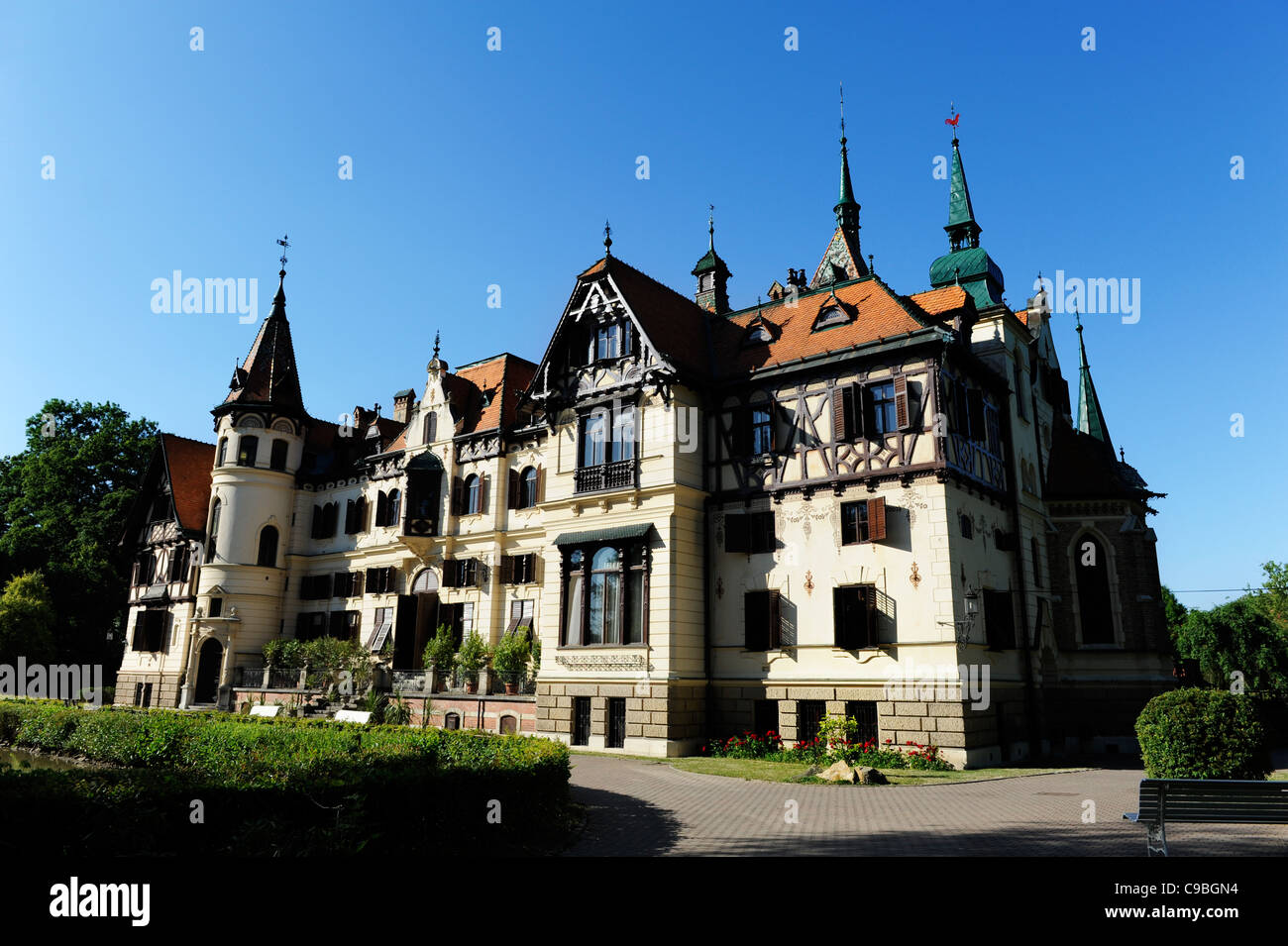 Lesna Castle in the ZOO, Zlin region. Czech Republic Stock Photo - Alamy