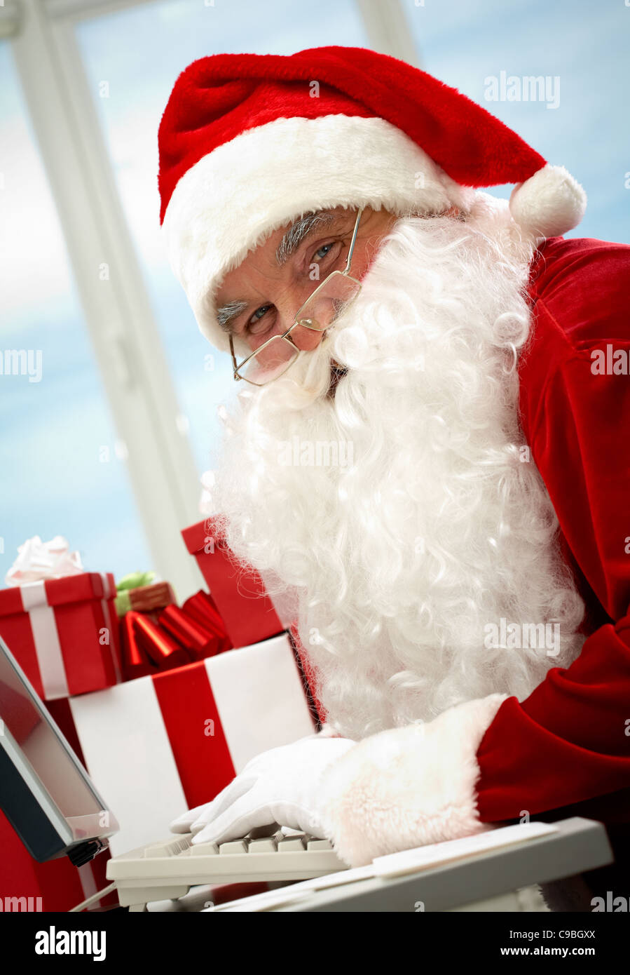 Portrait santa claus typing hi-res stock photography and images - Alamy