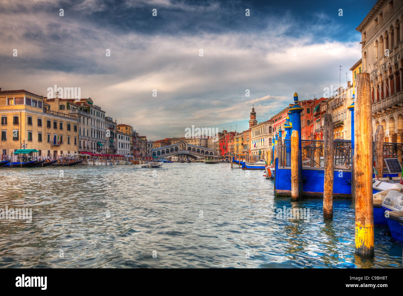 Image of the Grand Canal in front of the Rialto Bridge in Venice,Italy ...