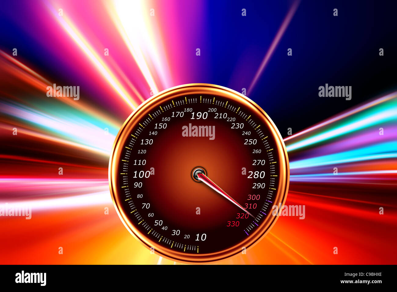speedometer on night road Stock Photo - Alamy