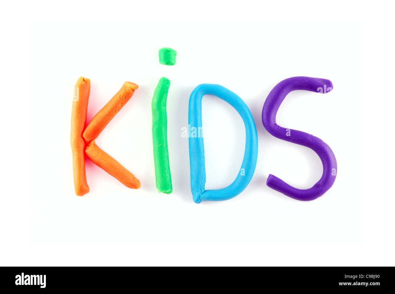 "Kids" written using child's clay isolated on a white background Stock ...