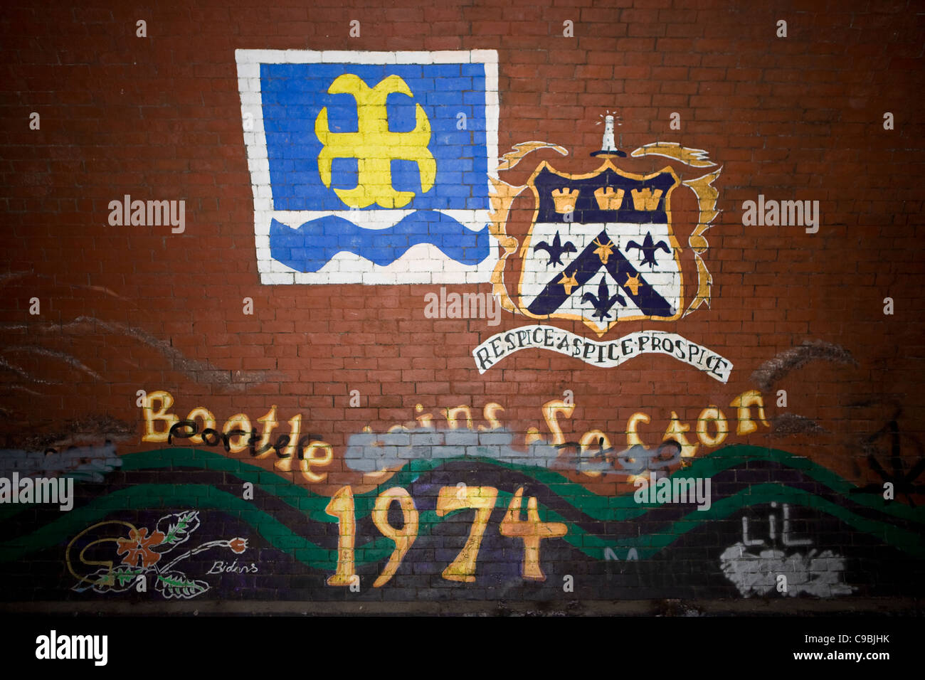 Bootle joins Sefton 1974 Wall Mural, The Strand, Seaforth, Liverpool ...