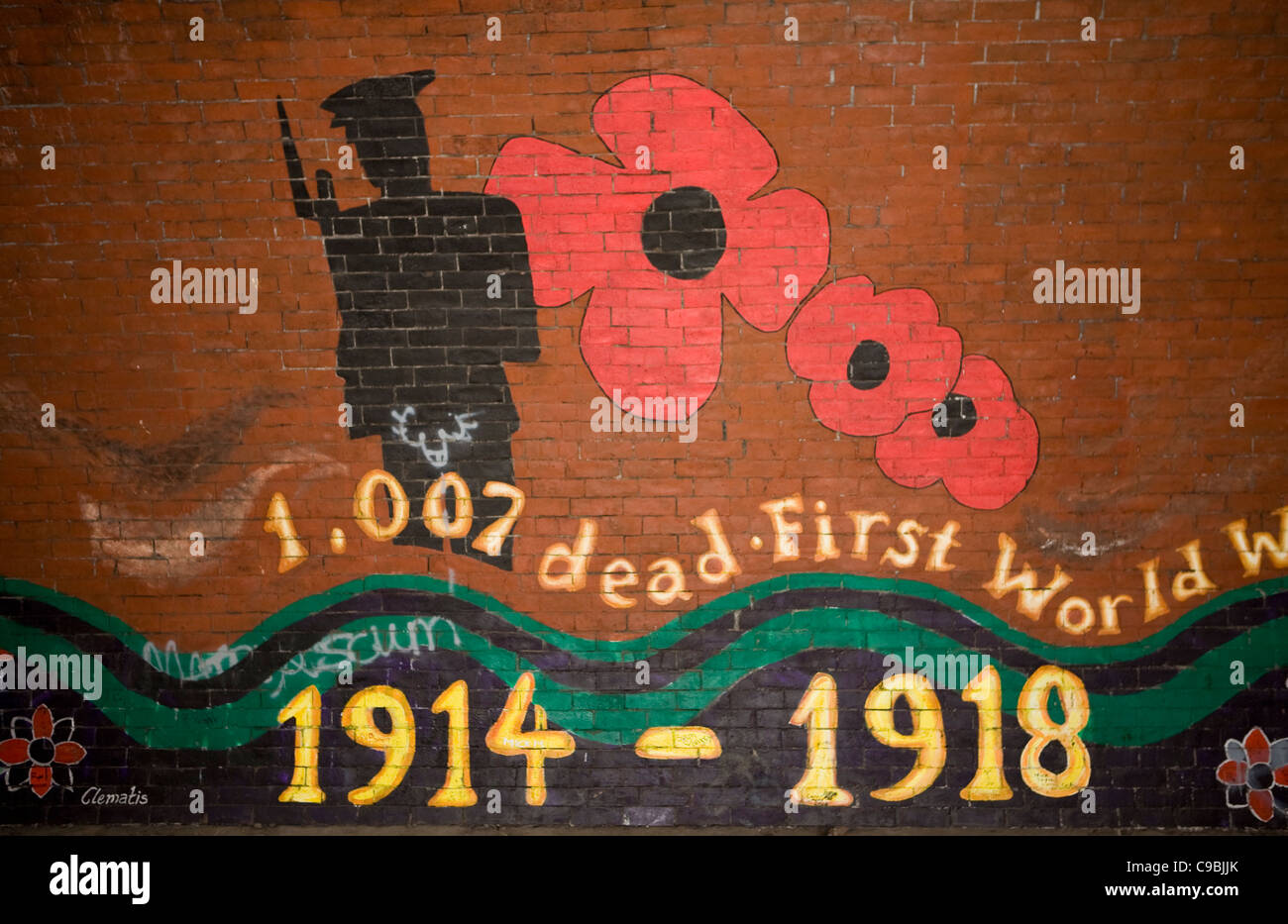 Wall Mural painting commemorating 1914 First World War, The Strand ...