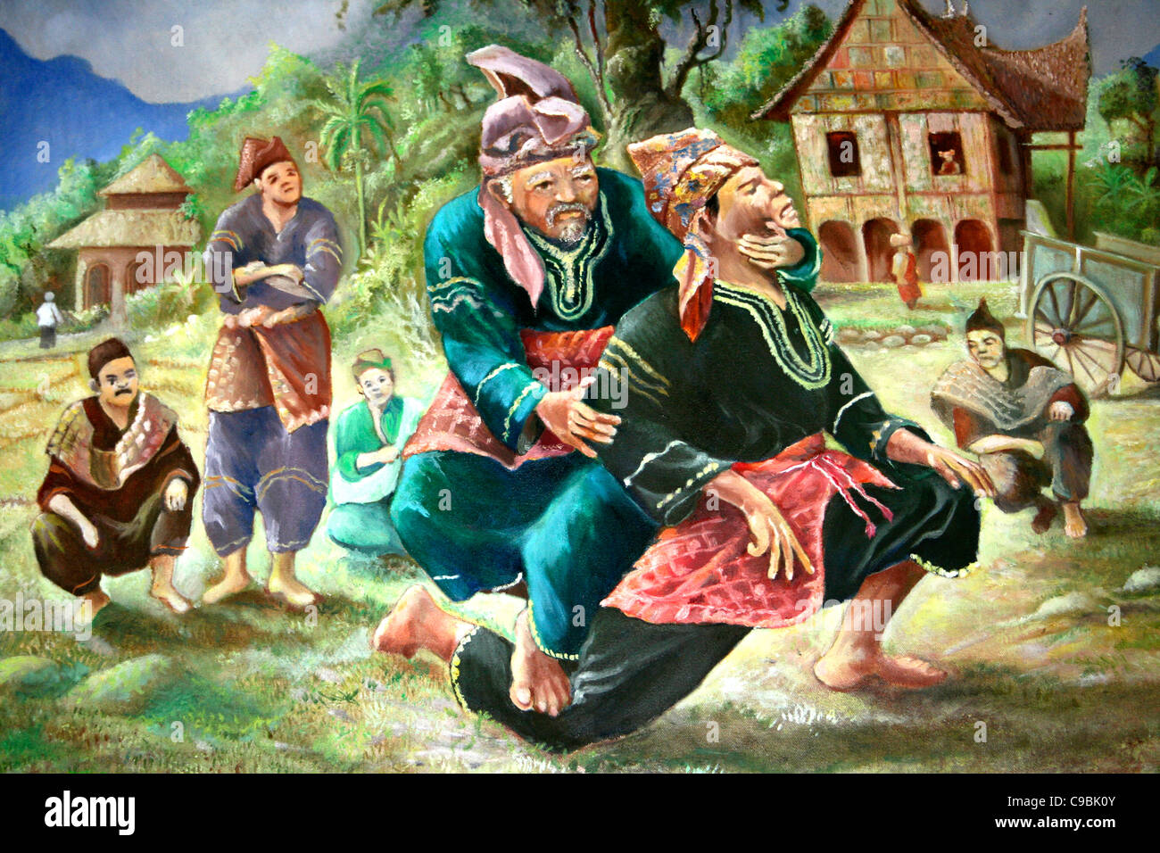 Traditional Scene Of Indonesian Wrestling Stock Photo - Alamy