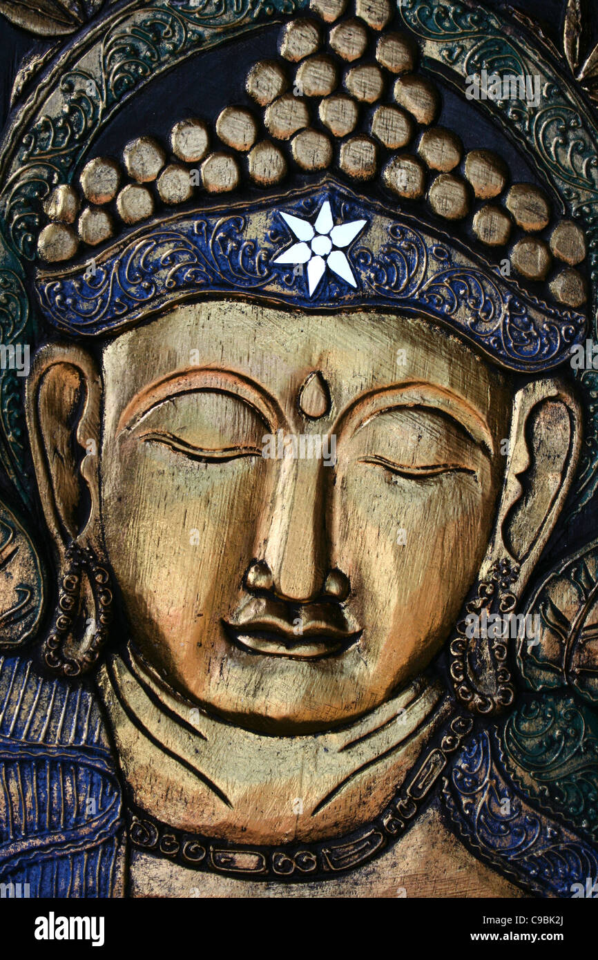 Traditional Painted Asian Artwork Of Buddha Stock Photo - Alamy