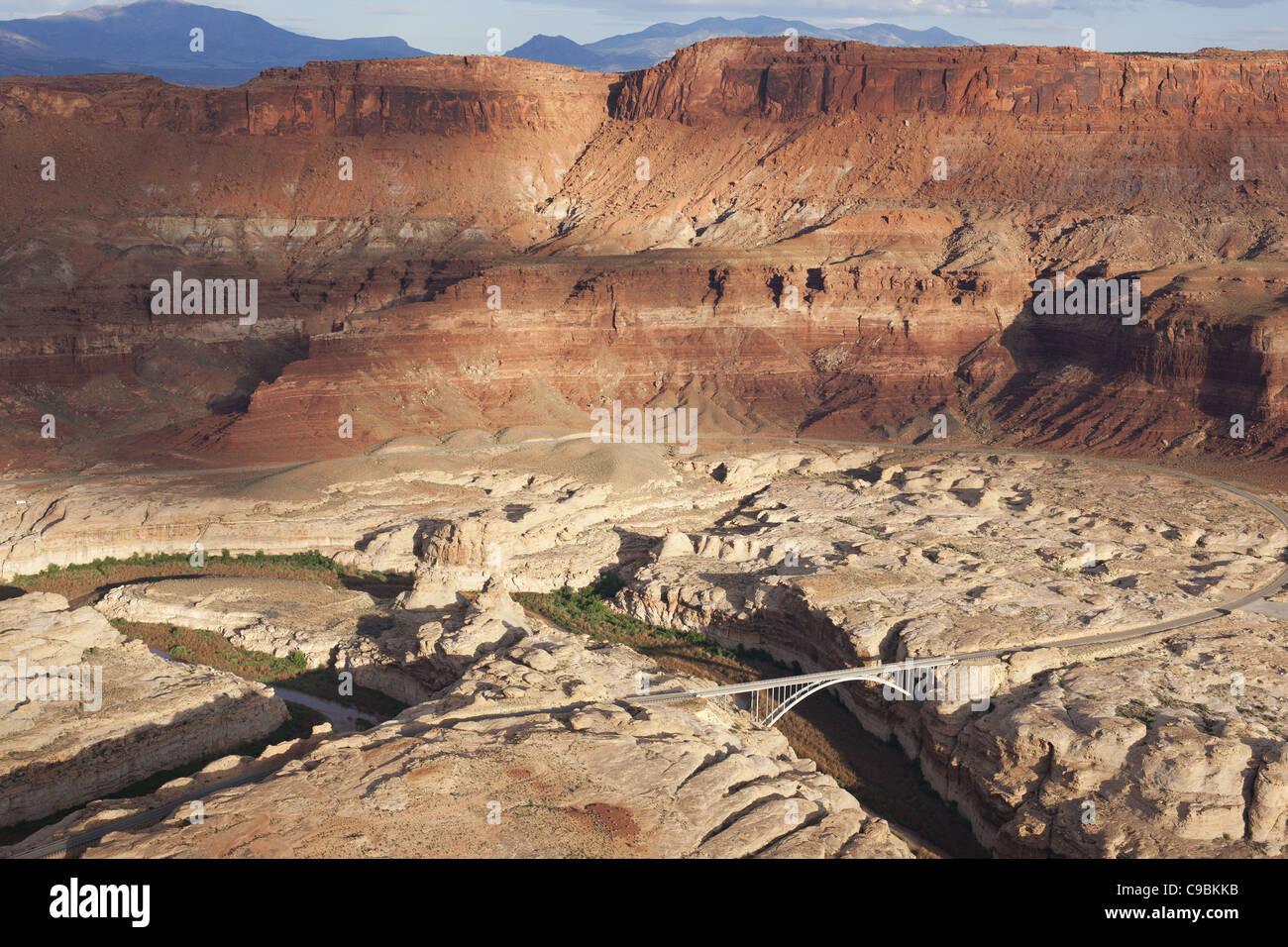 AERIAL VIEW. Dirty Devil River Bridge in Glen Canyon National ...
