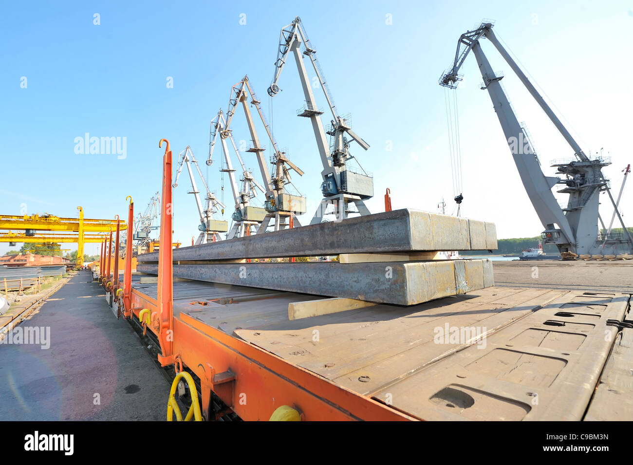 steel sheet cargo on railway Stock Photo - Alamy