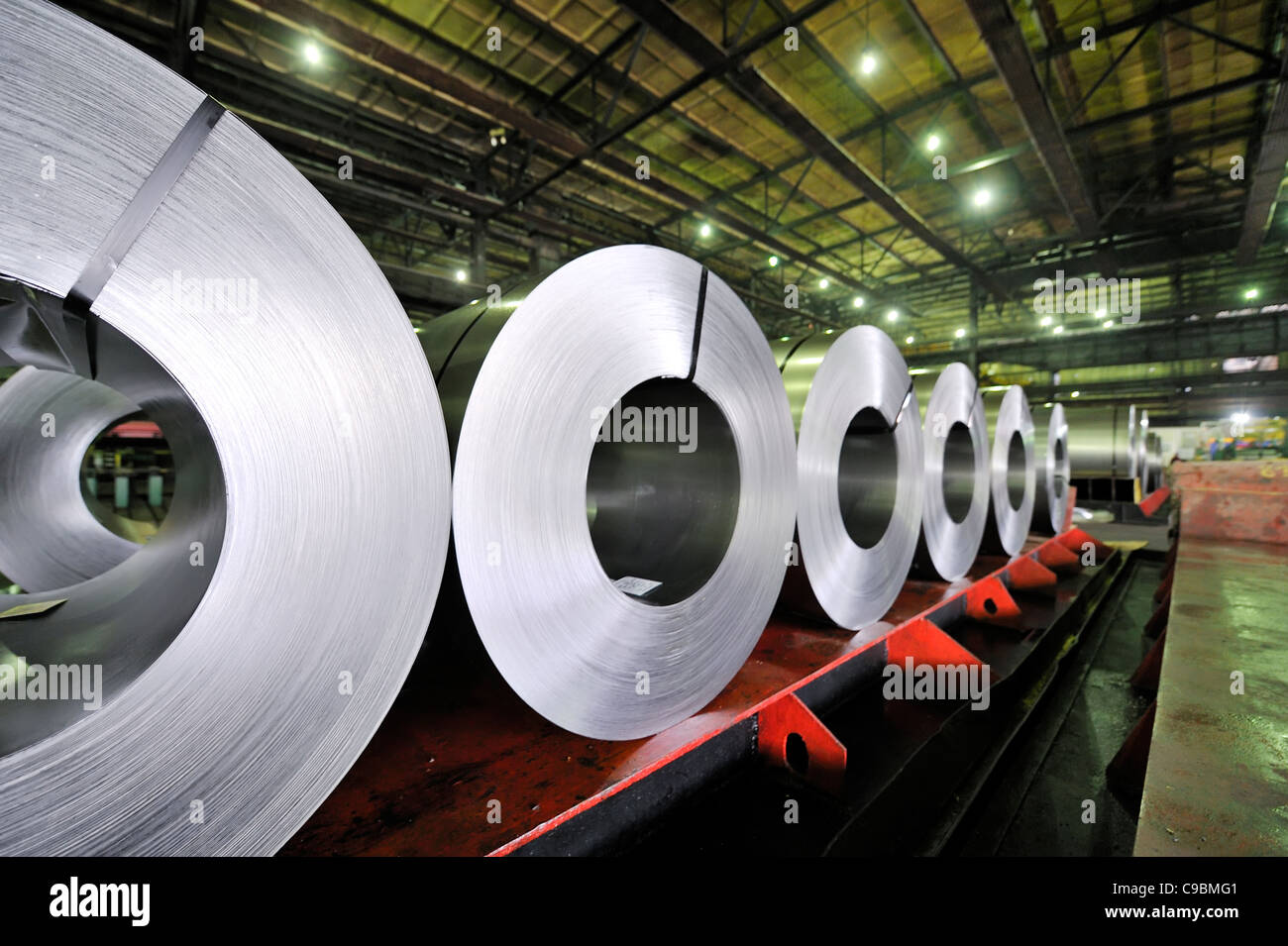 packed rolls of steel sheet Stock Photo - Alamy