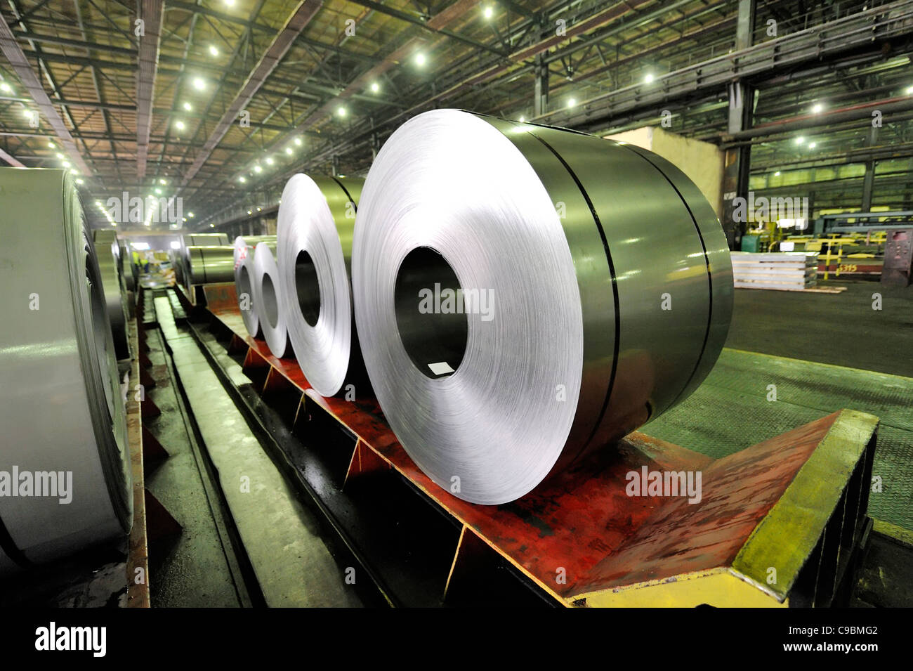 packed rolls of steel sheet Stock Photo - Alamy