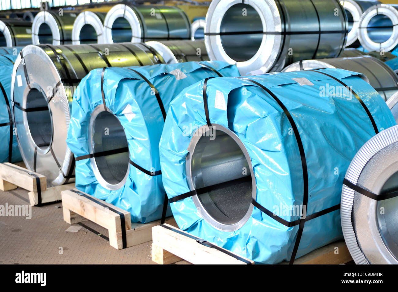 rolls of steel sheet packed Stock Photo - Alamy