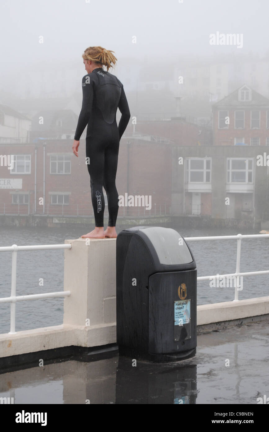 Man about to jump Stock Photo - Alamy