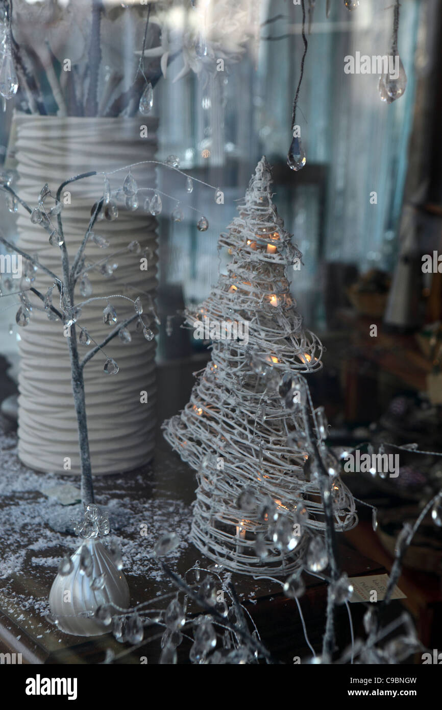 small Christmas tree window display in independent gift shop, Beccles ...
