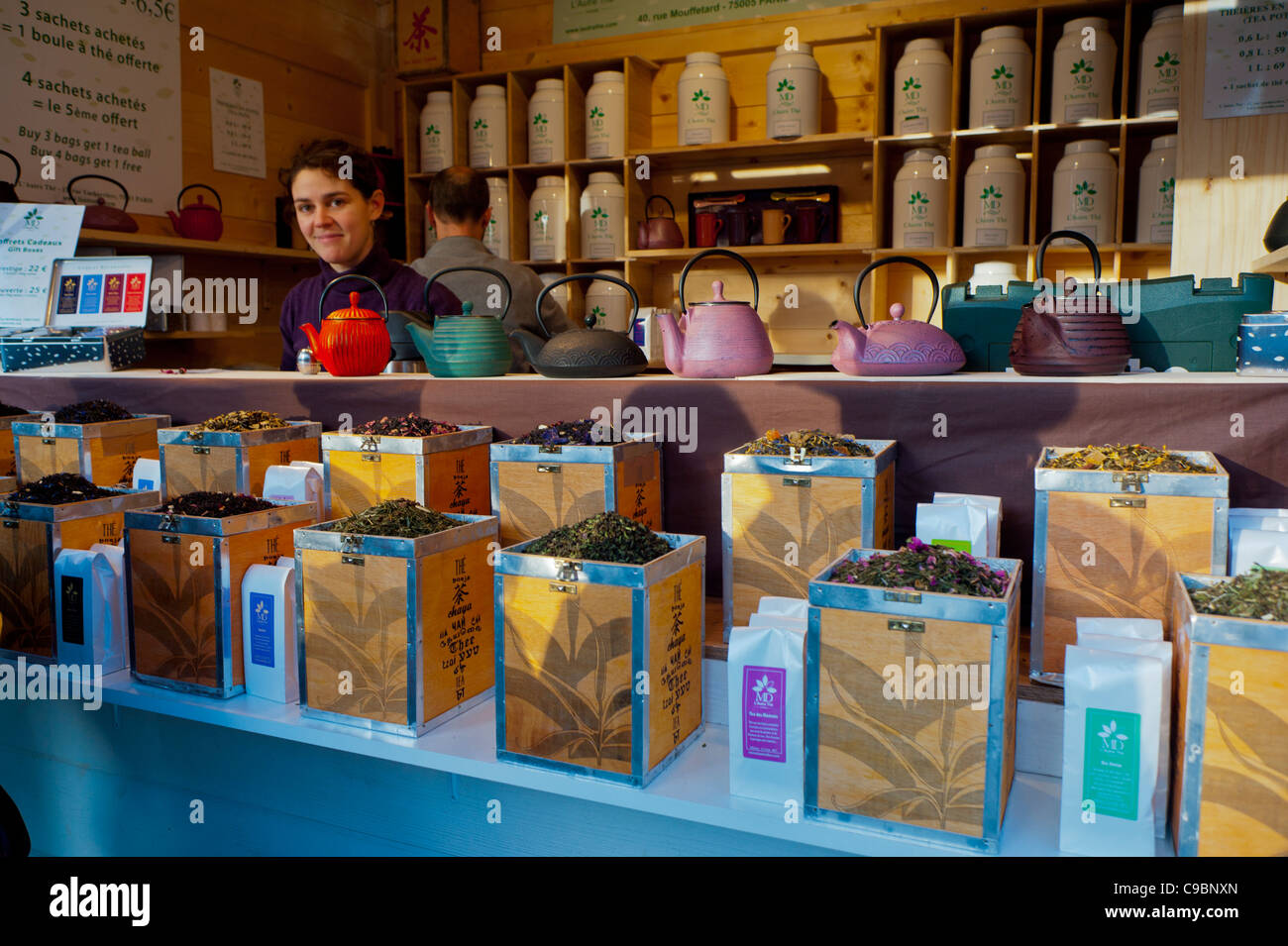 Paris, France, Female Shop Clerk Working in Tea Shop, in Champs Elysees ...