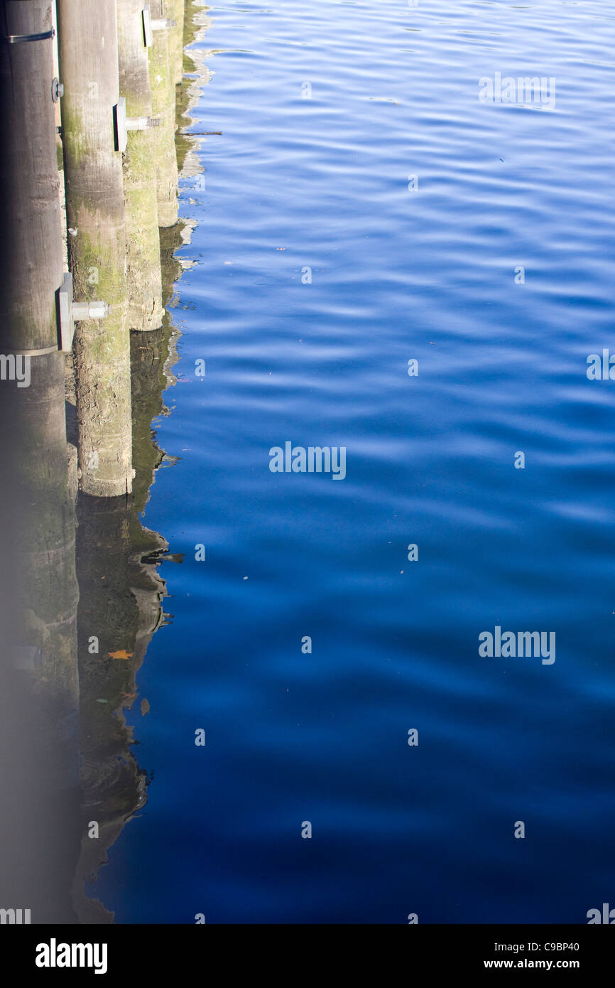 wooden permanent mooring anchor on the pier in Greenwich harbor Stock ...