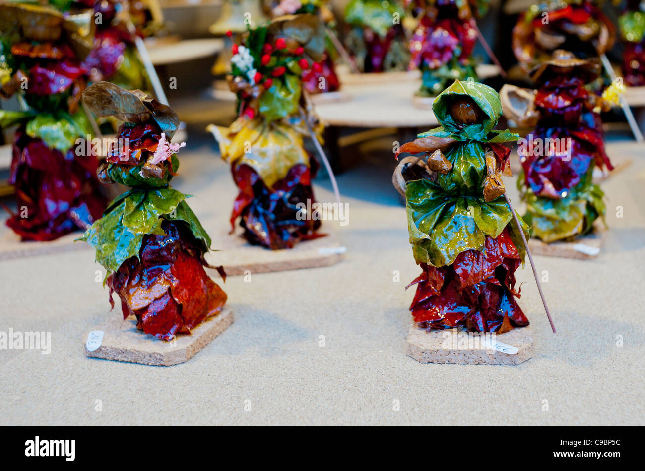 Paris, France, Handmade Figurines on Display, Made of Leaves, in Cham ...