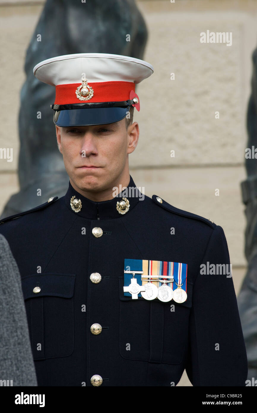 Lance Corporal Matt Croucher GC attending the Sunday Remembrance parade ...