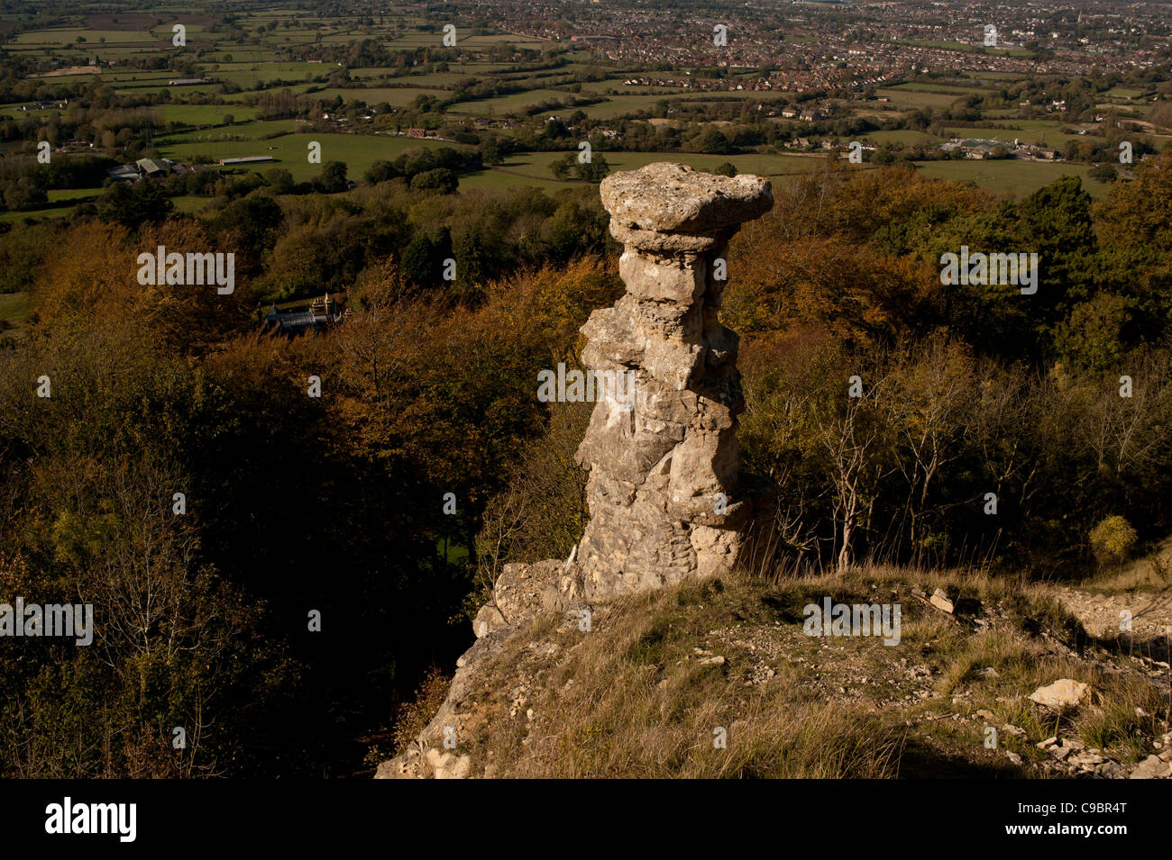 View of the Devil's Chimney on Leckhampton Hill, Gloucestershire, UK ...
