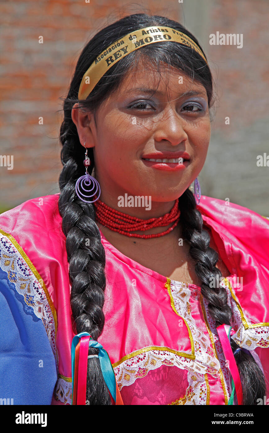 Native Quechua woman at 'Fiesta de la Mama Negra' traditional festival ...