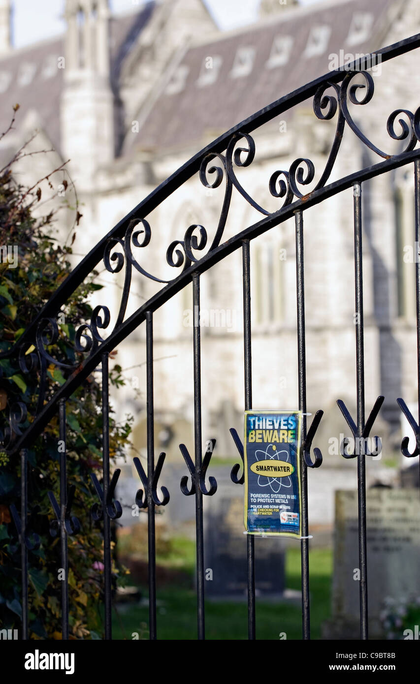 A sign of the times. A sign warning thieves of the use of 'smartwater ...