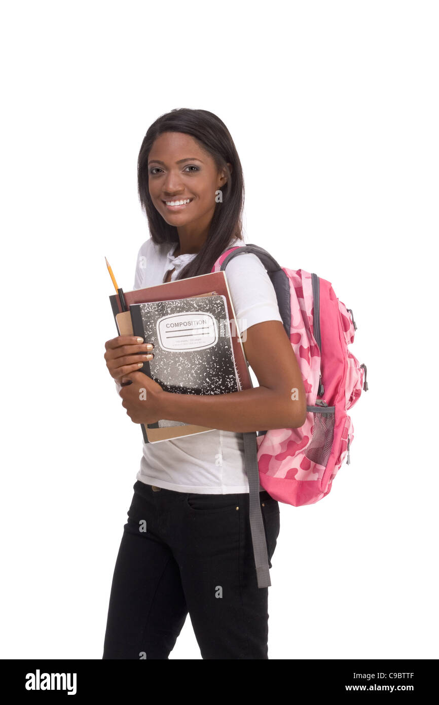education series - Friendly ethnic black female high school student ...
