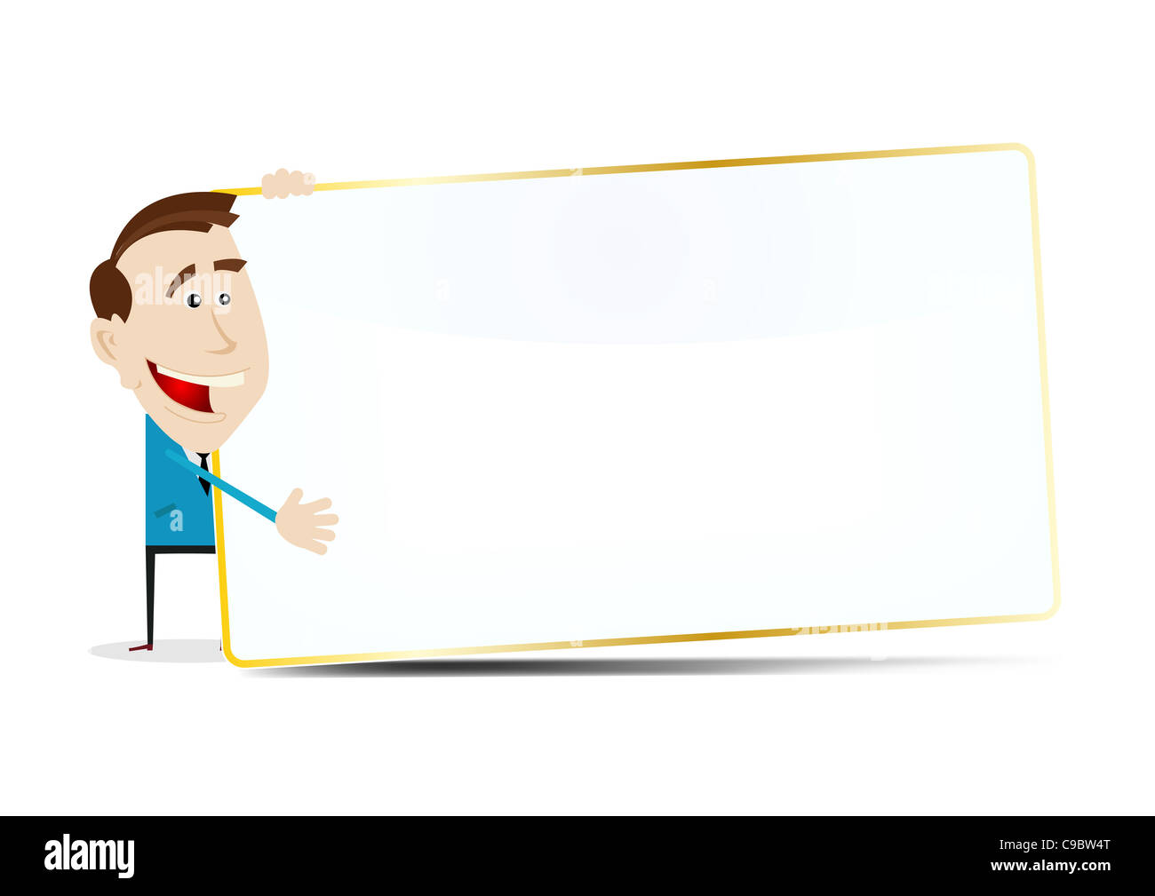 Illustration of a cartoon businessman holding sign for your ...