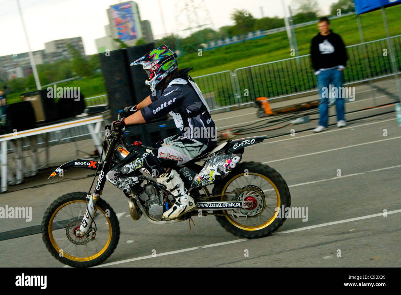Stunt style - motorcycles trick Stock Photo - Alamy