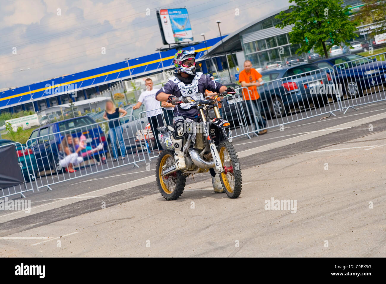 Stunt style - motorcycles trick Stock Photo - Alamy