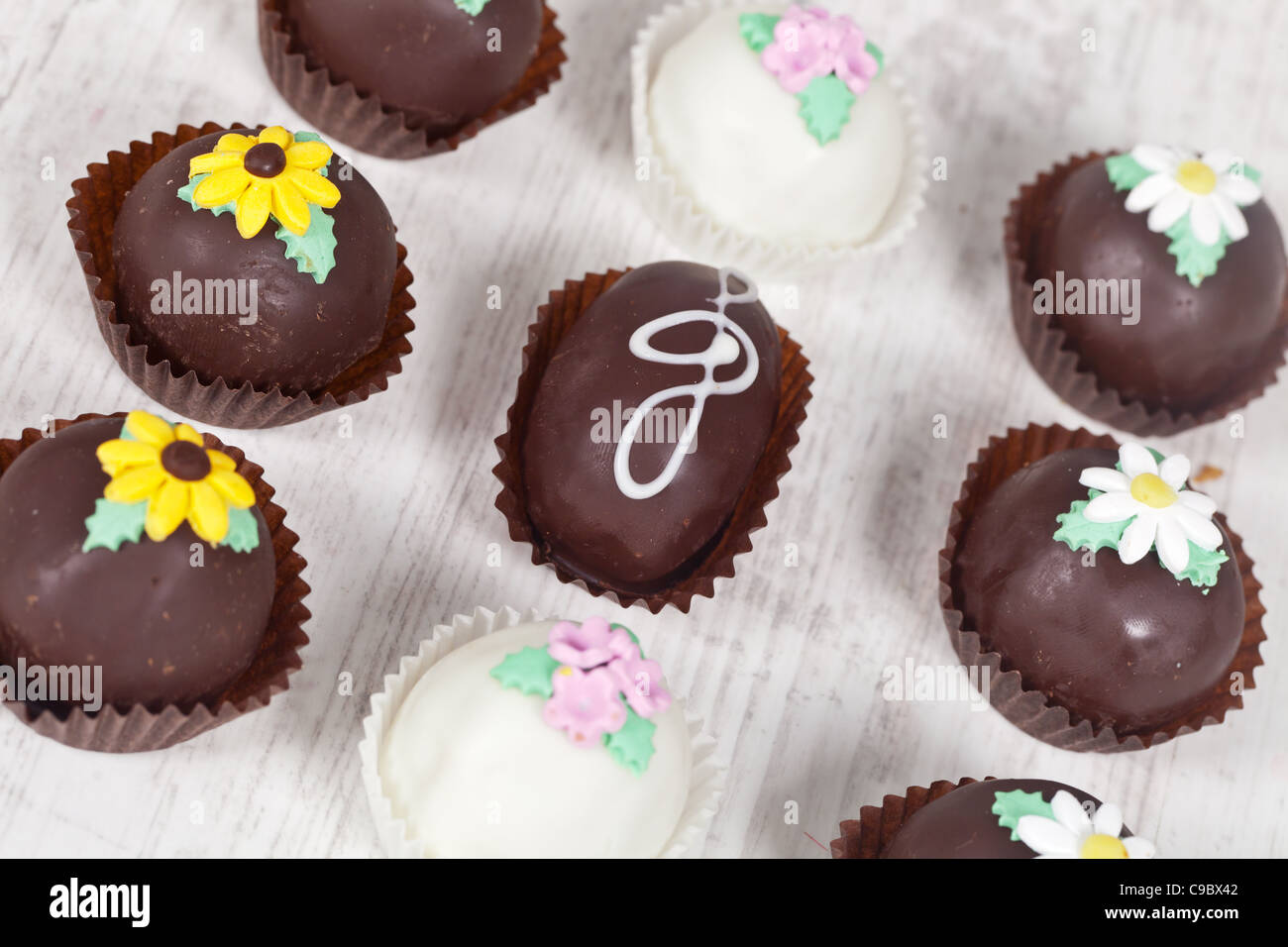 Delicious almond pastries with cute decorations Stock Photo - Alamy