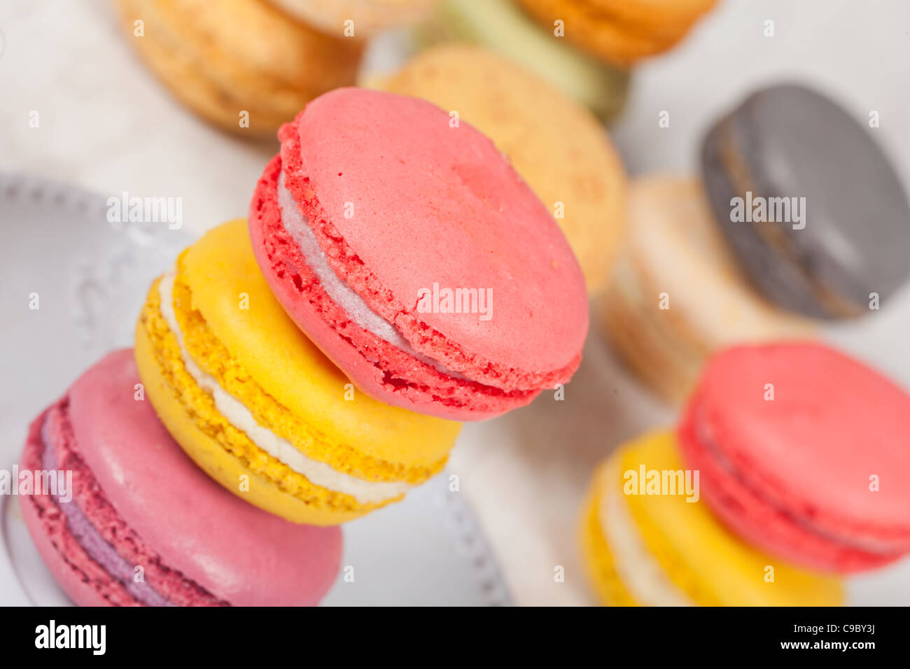 Colorful delicious macarons, typical french pastries Stock Photo - Alamy