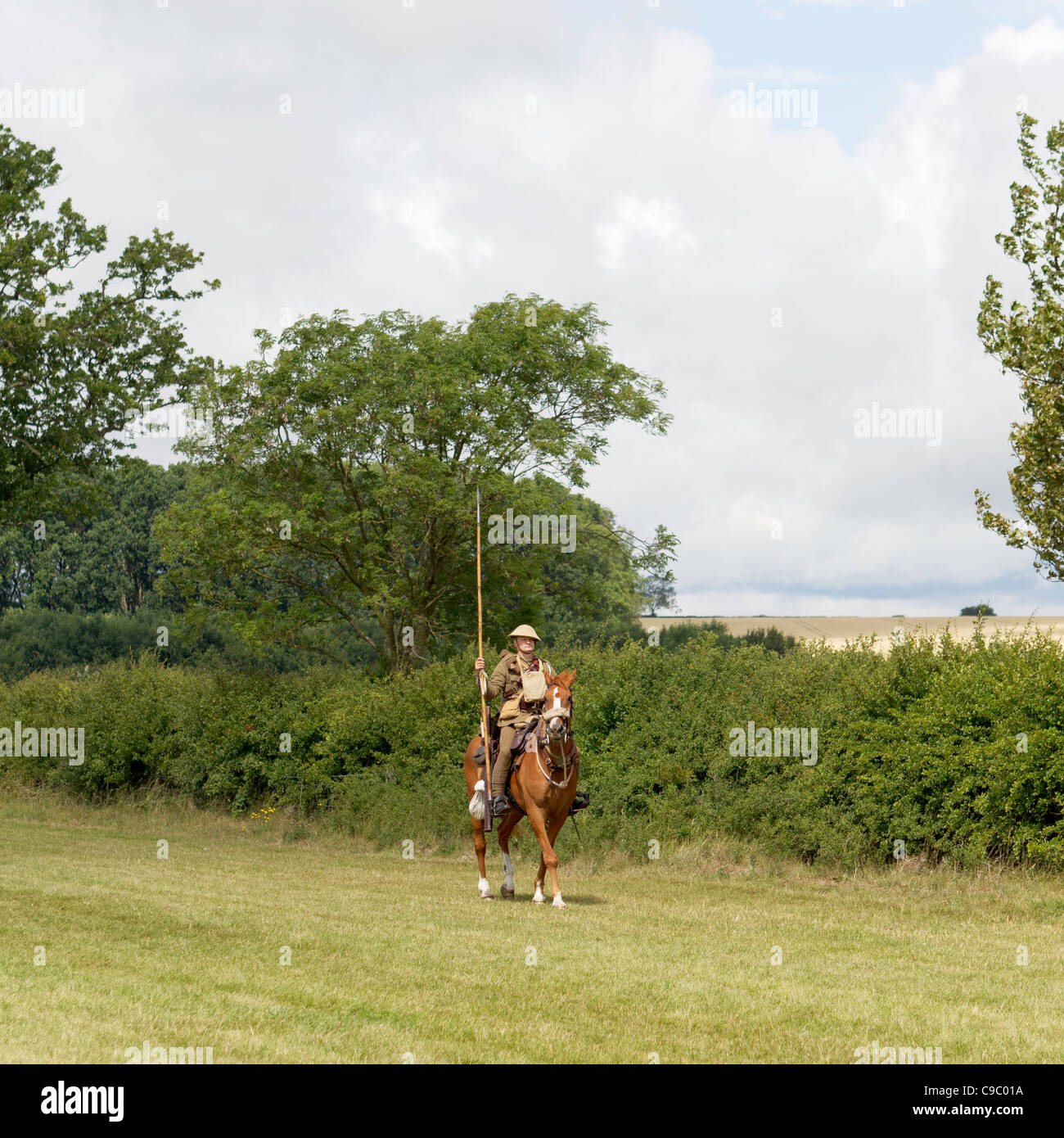 British Army Lancer c. 1914 Mounted Cavalryman - khaki uniform, white ...