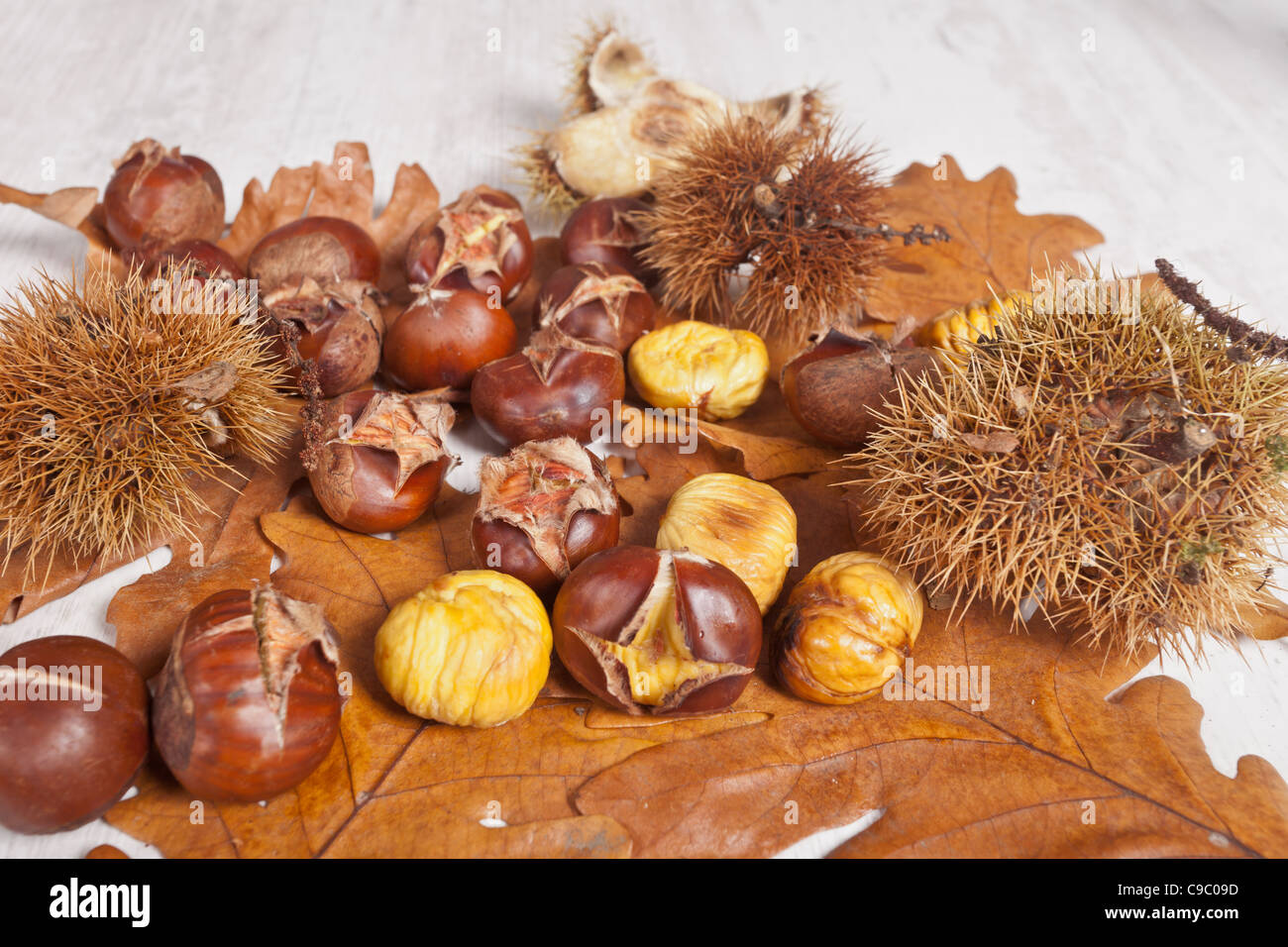Typical delicious warm chestnuts in autumn season Stock Photo - Alamy