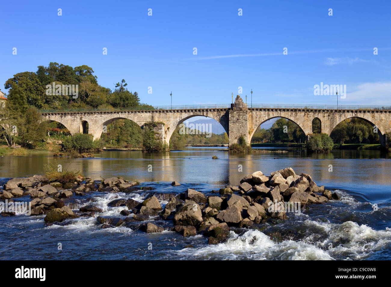 ancient roman bridge of Ponte da Barca in the north of portugal Stock ...