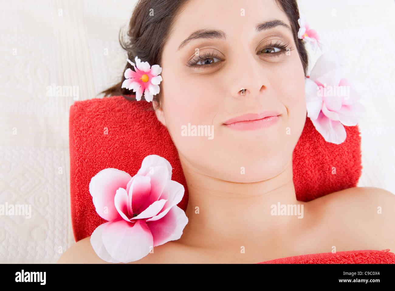 beautiful young woman getting spa treatment Stock Photo - Alamy