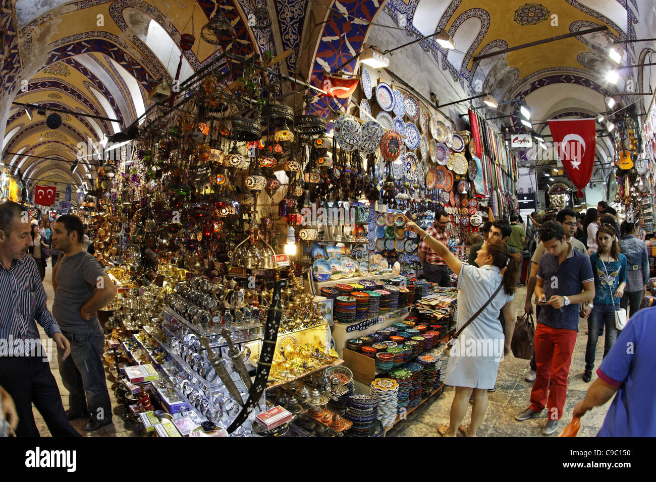 Turkish lamps, Grand Bazaar market , Istanbul, Turkey , Europe Stock ...
