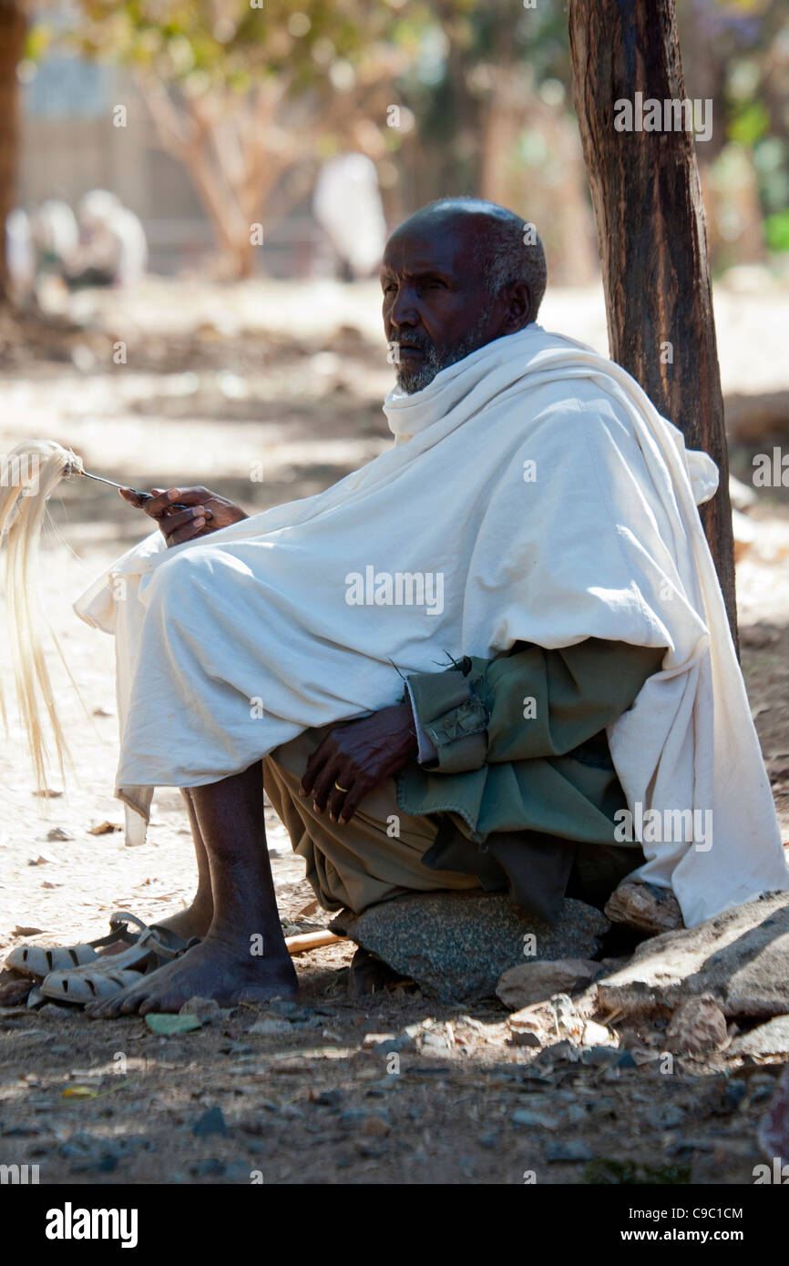 An Orthodox Christian pilgrim at the new church St Mary of Zion in the ...