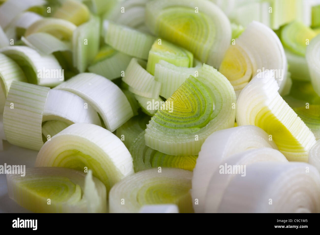 Group of fresh sliced leeks filling frame Stock Photo - Alamy