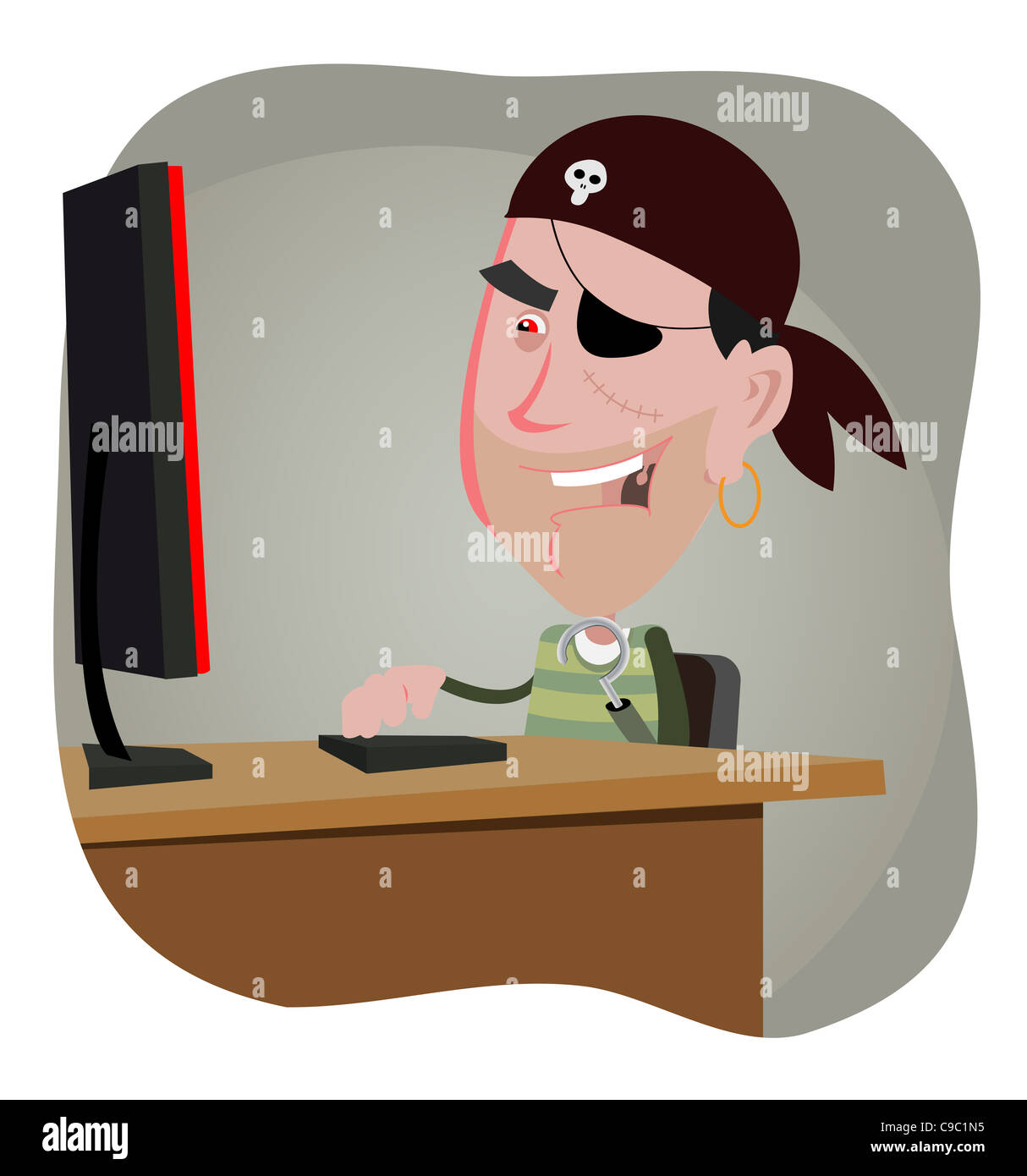 Illustration of a cartoon computer pirate hacker Stock Photo - Alamy