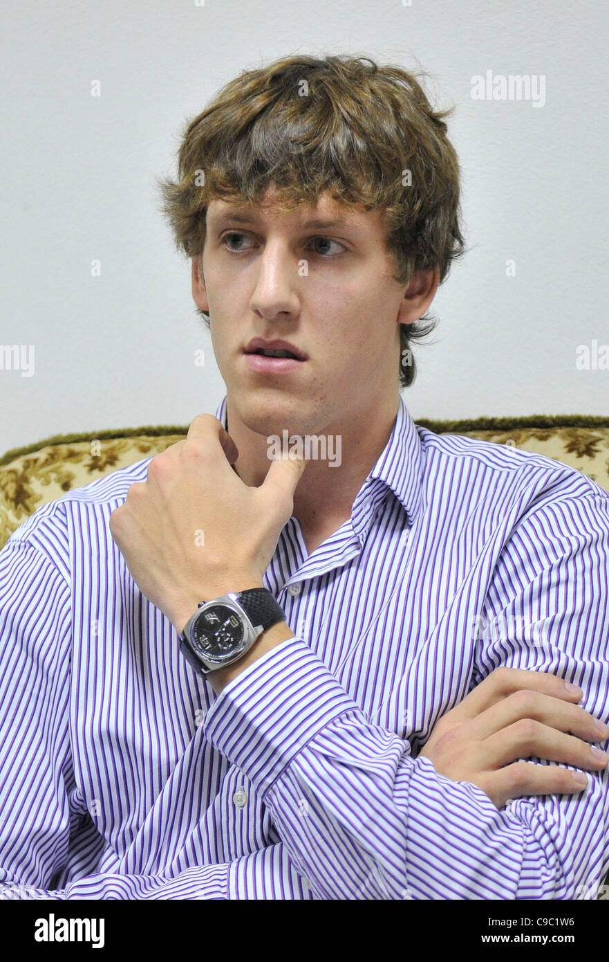 Czech basketball NBA player Jan Vesely is pictured during a press ...